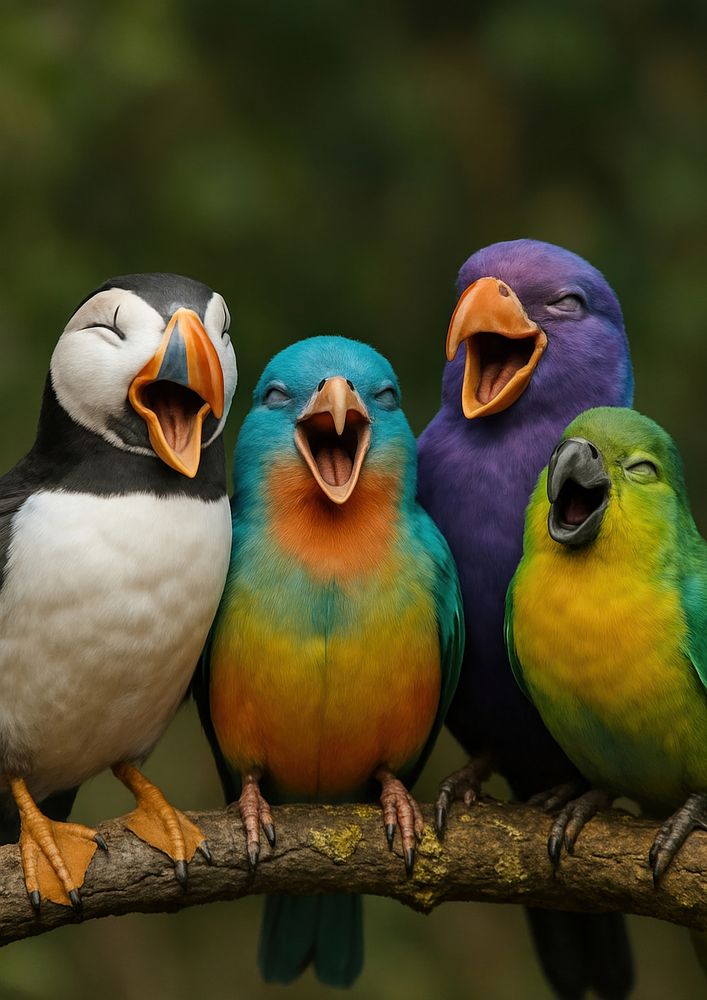 Colorful birds joyfully singing | Free Photo - rawpixel
