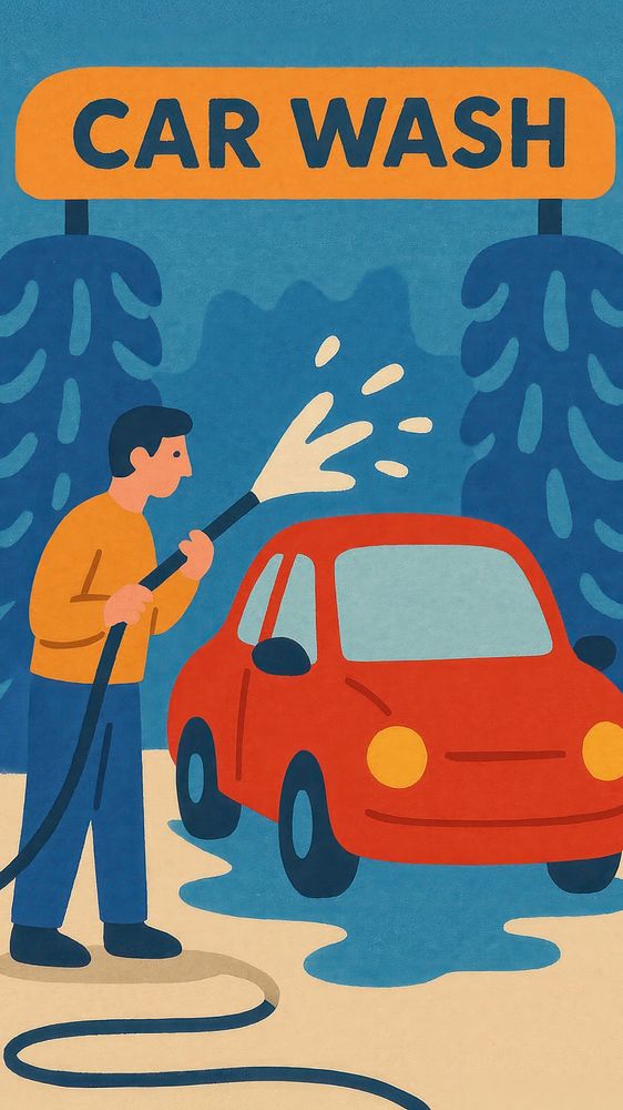 Colorful car wash illustration | Free Photo Illustration - rawpixel