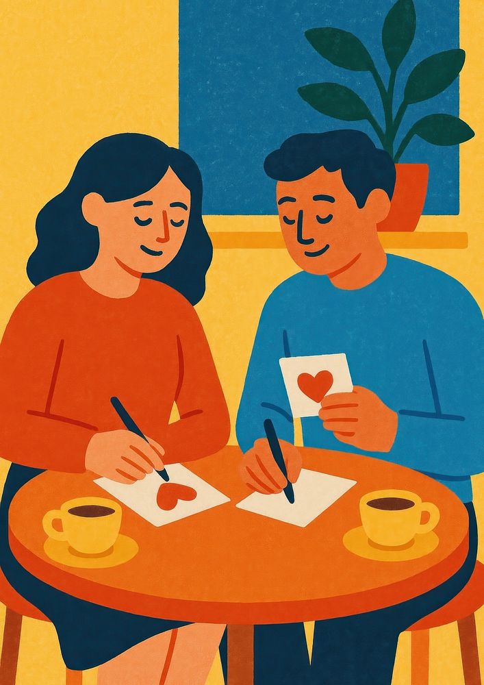 Couple writing heartfelt letters together | Free Photo Illustration ...