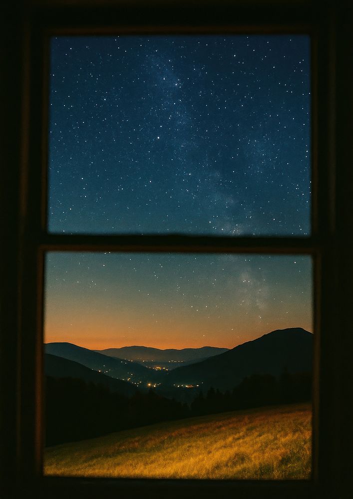 Starry night through window | Free Photo - rawpixel