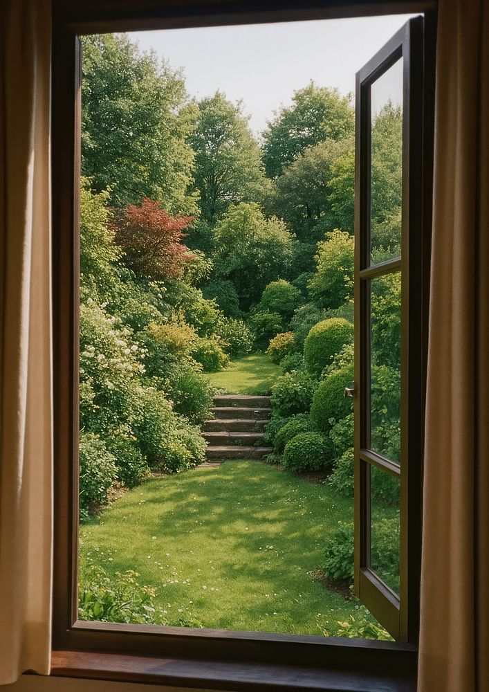 Serene garden view through window | Free Photo - rawpixel