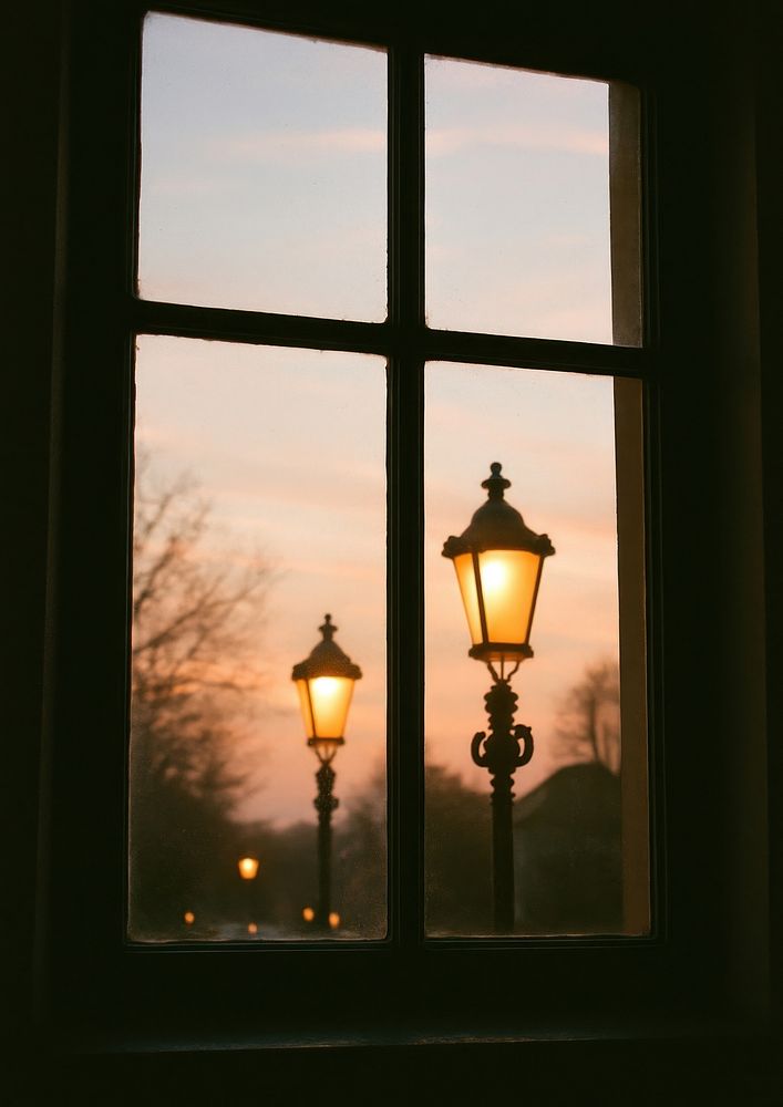 Vintage streetlights through window | Free Photo - rawpixel