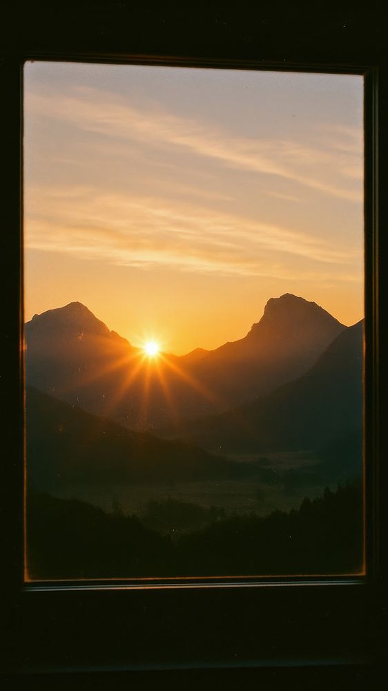 Sunset view through window frame | Free Photo - rawpixel