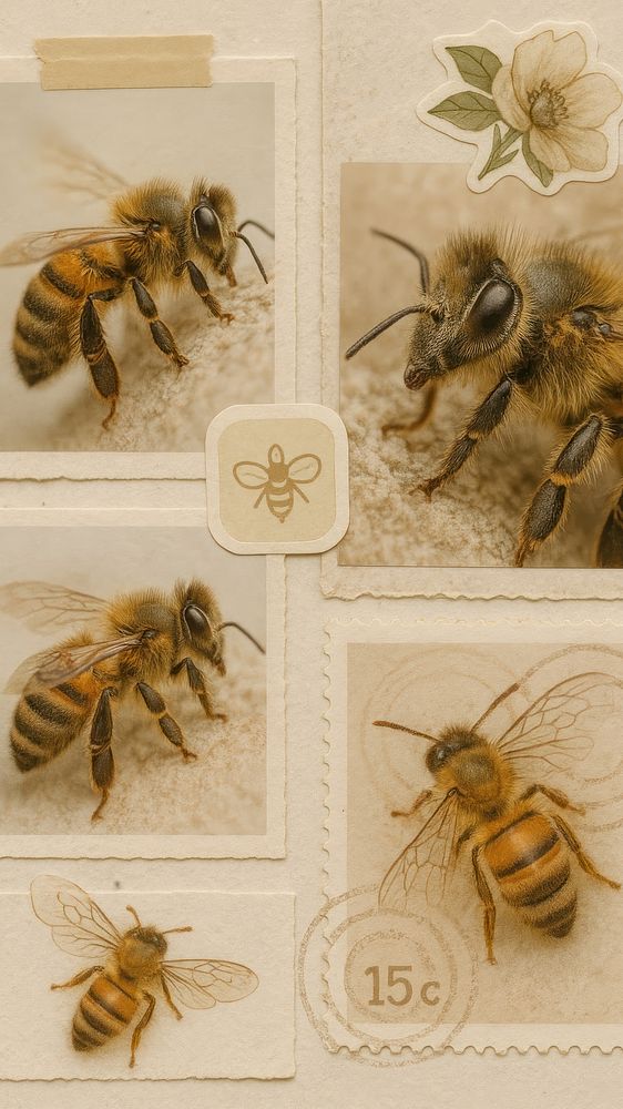 Vintage bee collage design | Free Photo - rawpixel