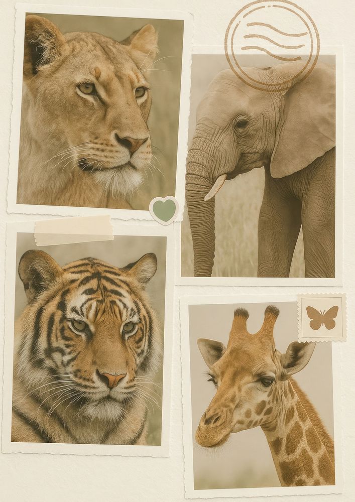 Vintage Safari Animal Portrait Images | Free Photos, PNG Stickers ...