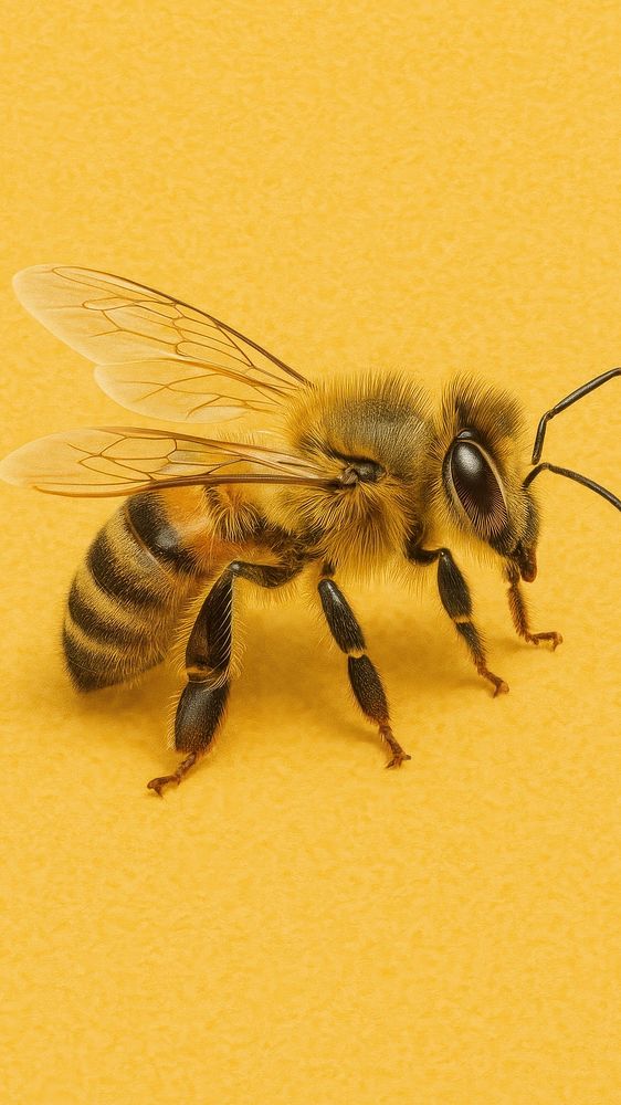 Detailed bee on yellow background | Free Photo - rawpixel