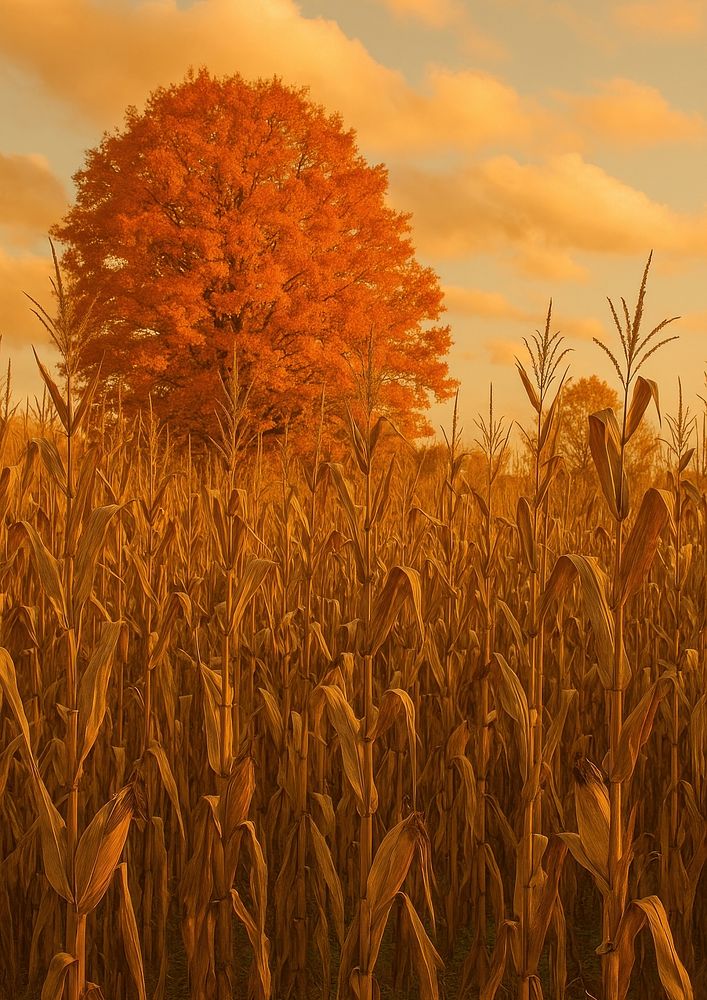 Golden autumn cornfield landscape | Free Photo Illustration - rawpixel