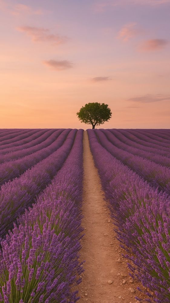 Lavender field under sunset sky | Free Photo Illustration - rawpixel