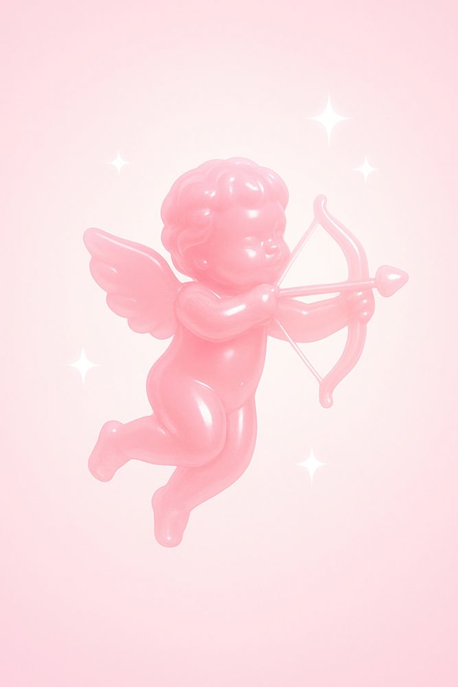 Pink cherub with bow | Free Photo Illustration - rawpixel