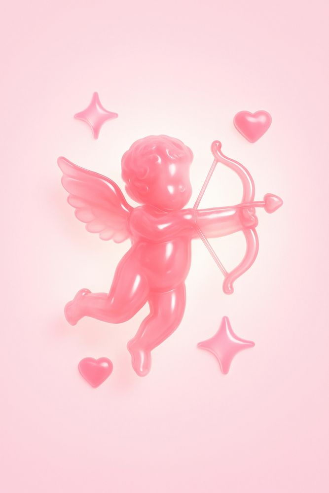 Pink cherub with heart bow | Free Photo Illustration - rawpixel
