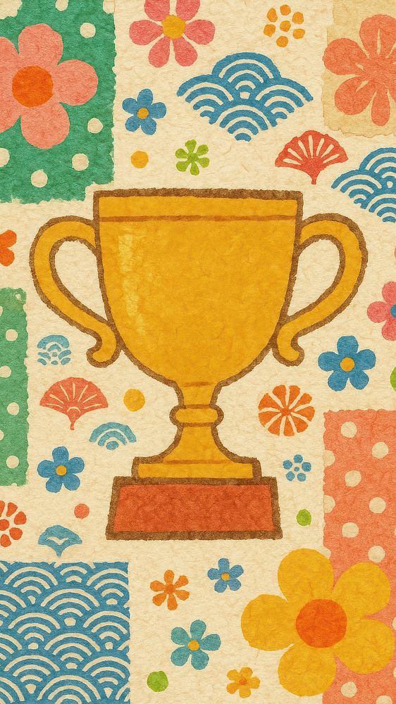 Colorful retro trophy wallpaper | Free Photo Illustration - rawpixel