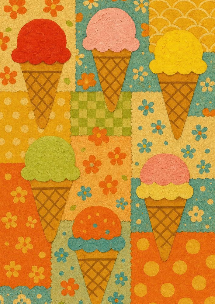 Colorful ice cream cones pattern | Free Photo Illustration - rawpixel