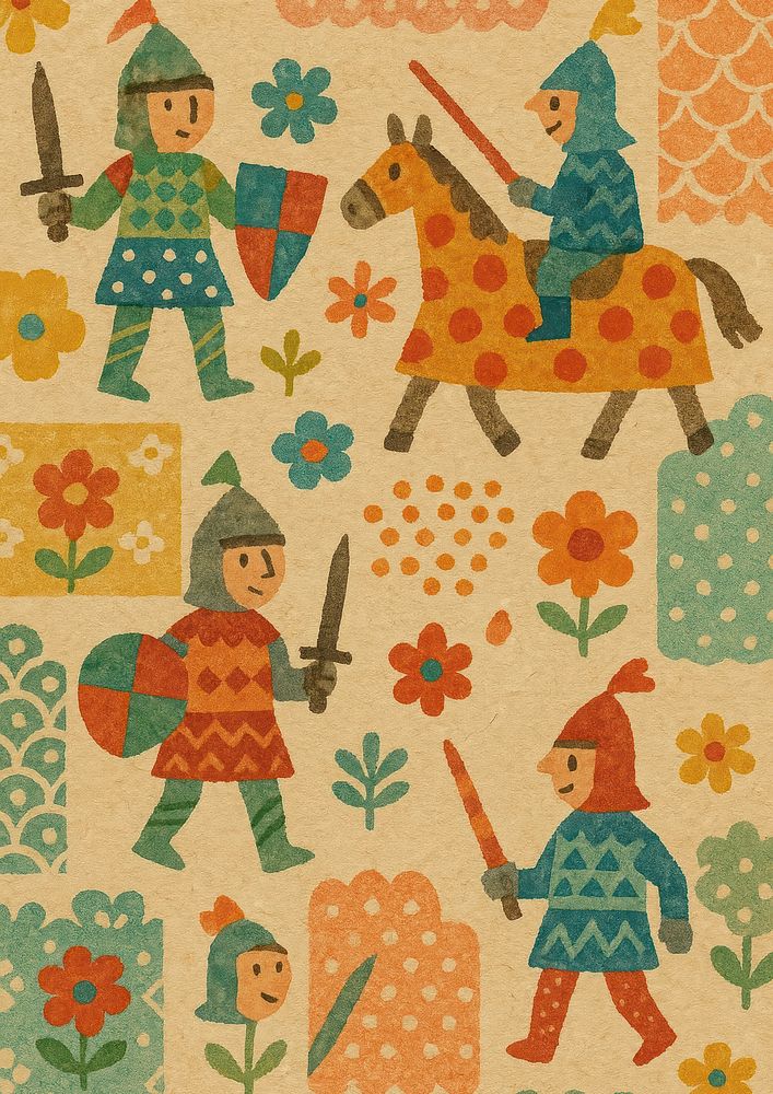 Whimsical medieval knights illustration | Free Photo Illustration ...