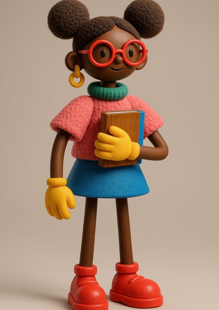 Colorful 3D character holding book | Free Photo Illustration - rawpixel