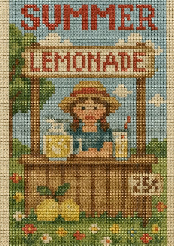 Charming pixel lemonade stand | Free Photo Illustration - rawpixel