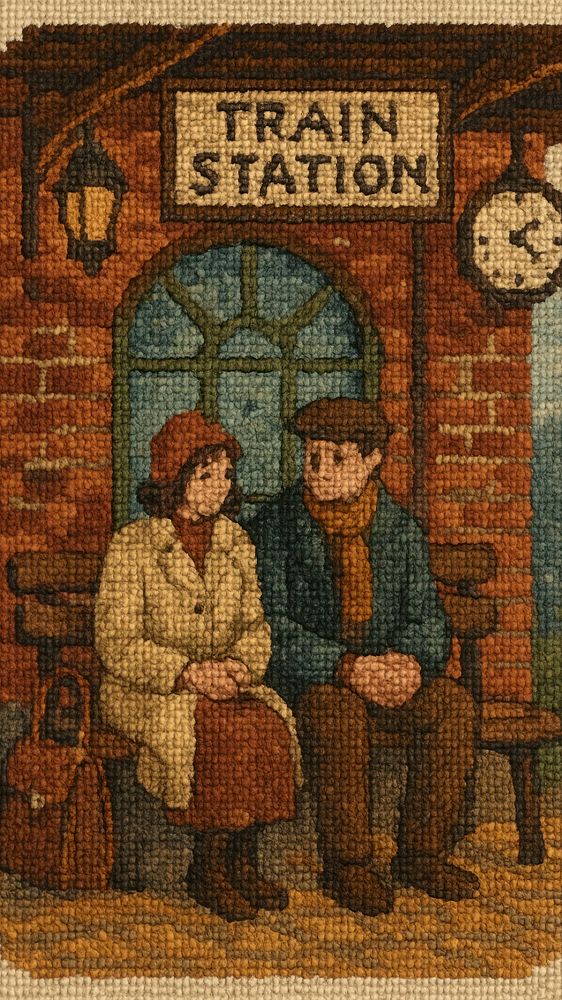 Vintage train station tapestry illustration | Free Photo Illustration ...