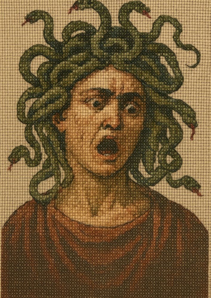 Mythical Medusa cross-stitch art | Free Photo Illustration - rawpixel