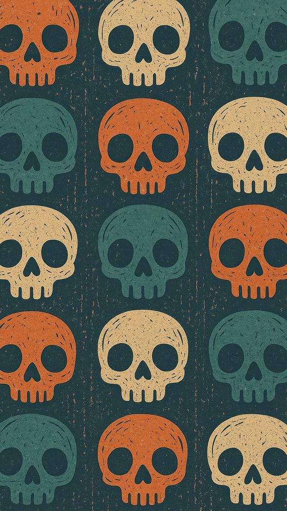 Colorful skull pattern wallpaper | Free Photo Illustration - rawpixel