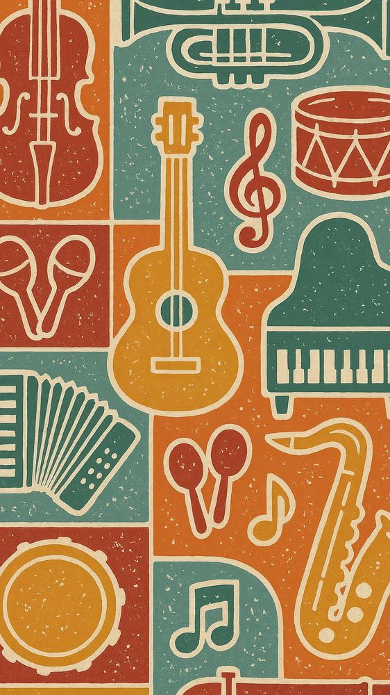 Colorful musical instrument pattern | Free Photo Illustration - rawpixel