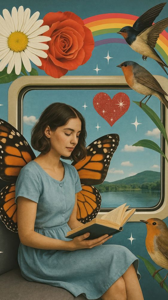 Surreal nature-inspired reading scene | Free Photo Illustration - rawpixel