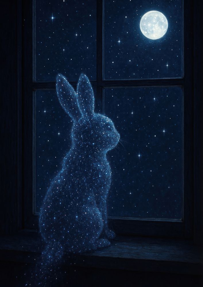 Celestial rabbit stargazing night | Free Photo Illustration - rawpixel