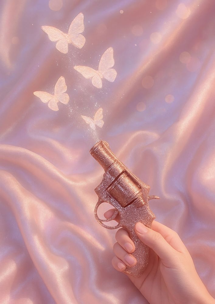 Glittering revolver releasing butterflies | Free Photo - rawpixel
