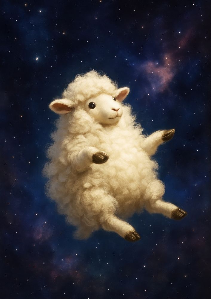 Floating sheep in cosmic space | Free Photo Illustration - rawpixel