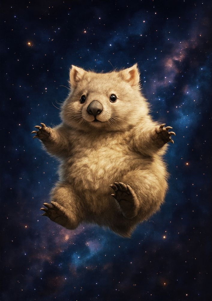 Adorable wombat floating in space | Free Photo Illustration - rawpixel