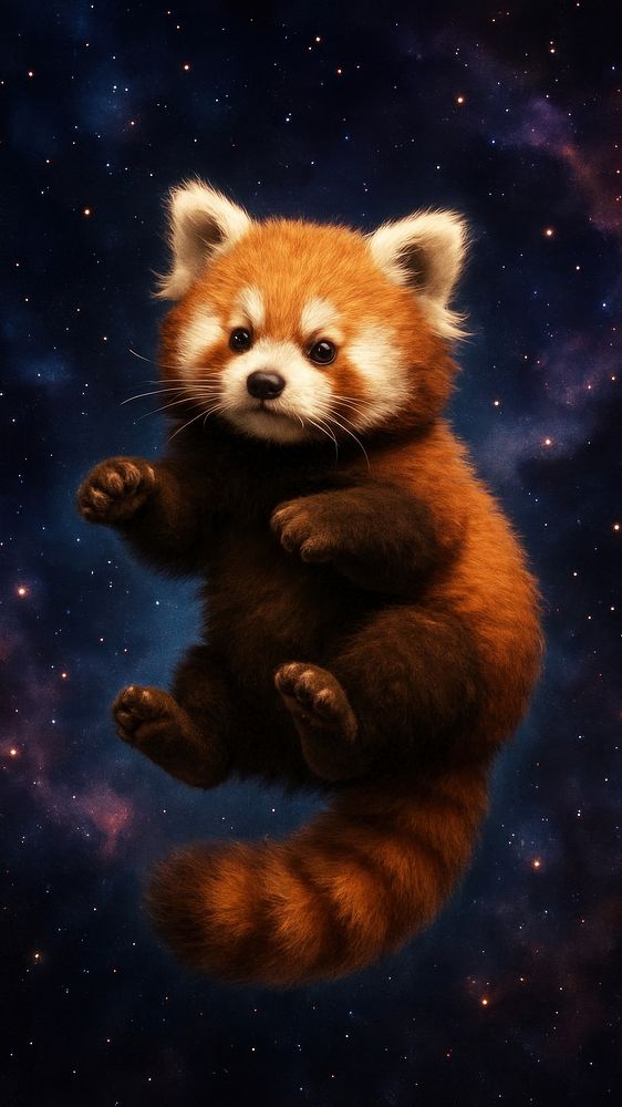 Adorable red panda in space | Free Photo Illustration - rawpixel