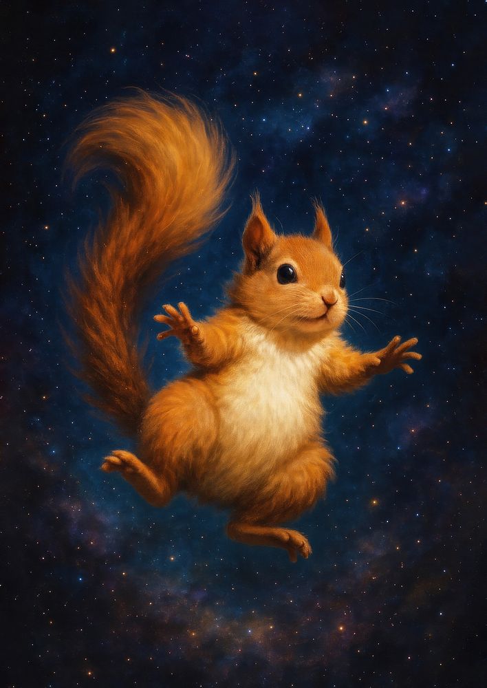 Squirrel floating in space | Free Photo Illustration - rawpixel