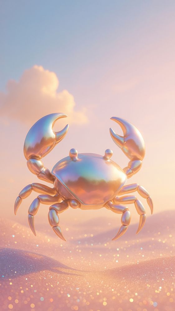 Iridescent crab on pastel beach | Free Photo Illustration - rawpixel