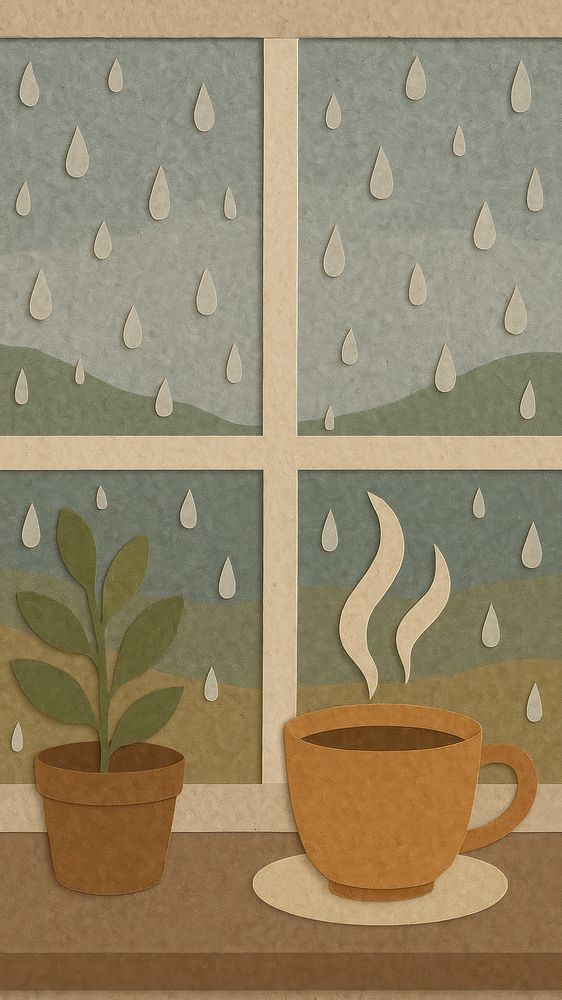Cozy rain window scene | Free Photo Illustration - rawpixel