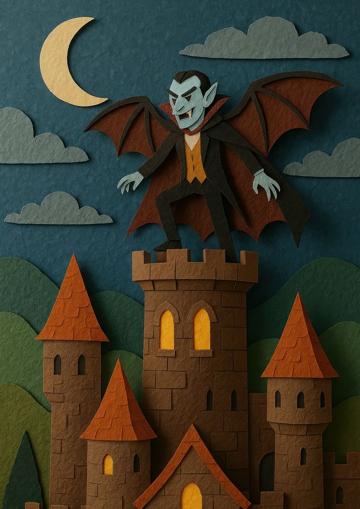 Vampire castle paper art | Free Photo Illustration - rawpixel