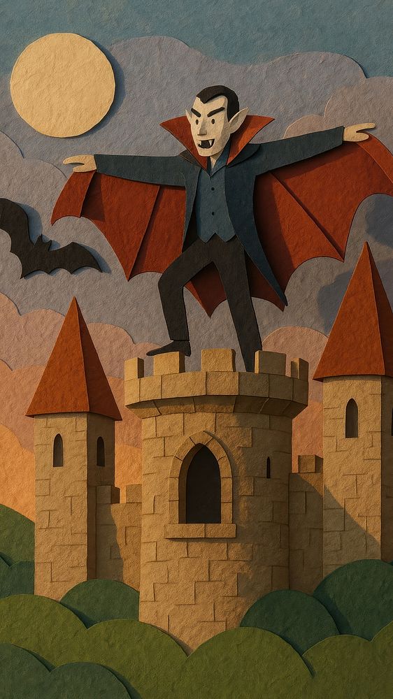 Vampire castle paper art | Free Photo Illustration - rawpixel