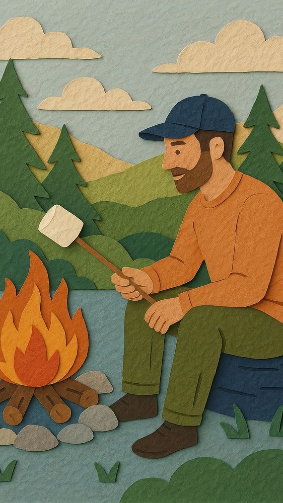Cozy campfire paper art | Free Photo Illustration - rawpixel