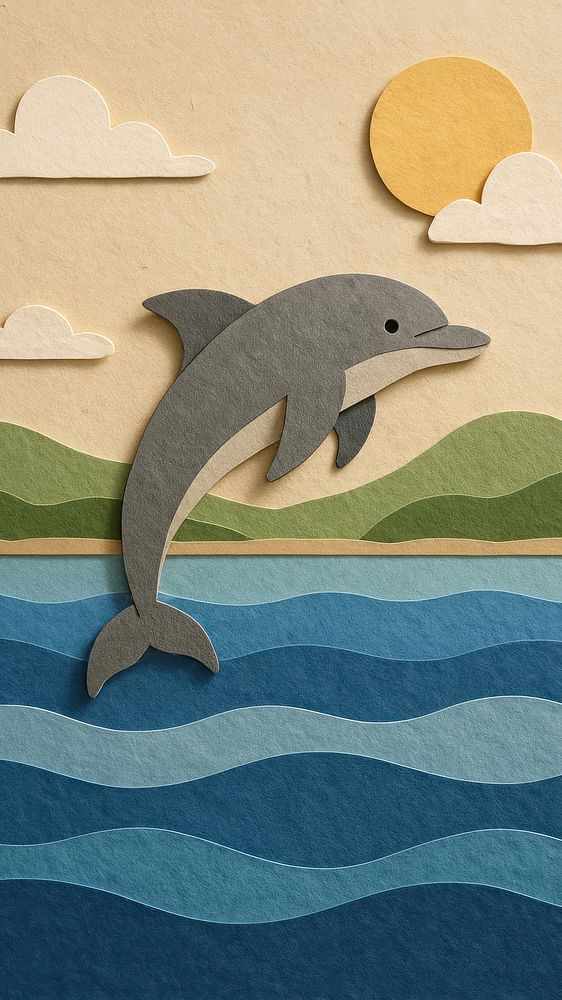 Playful dolphin in paper art | Free Photo Illustration - rawpixel