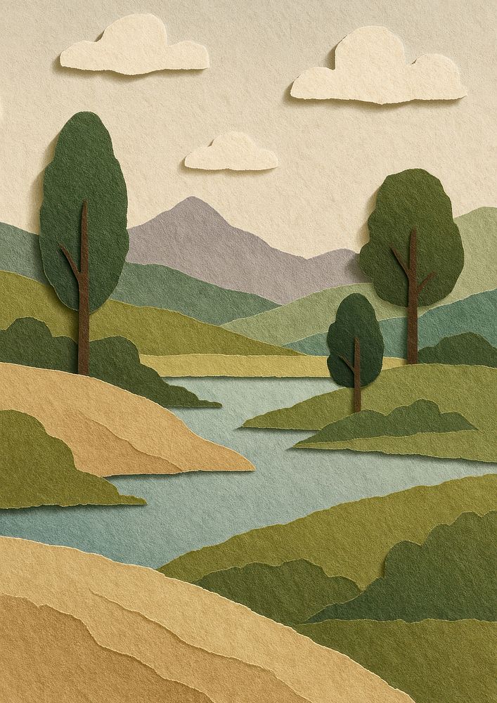 Scenic layered paper landscape design | Free Photo Illustration - rawpixel