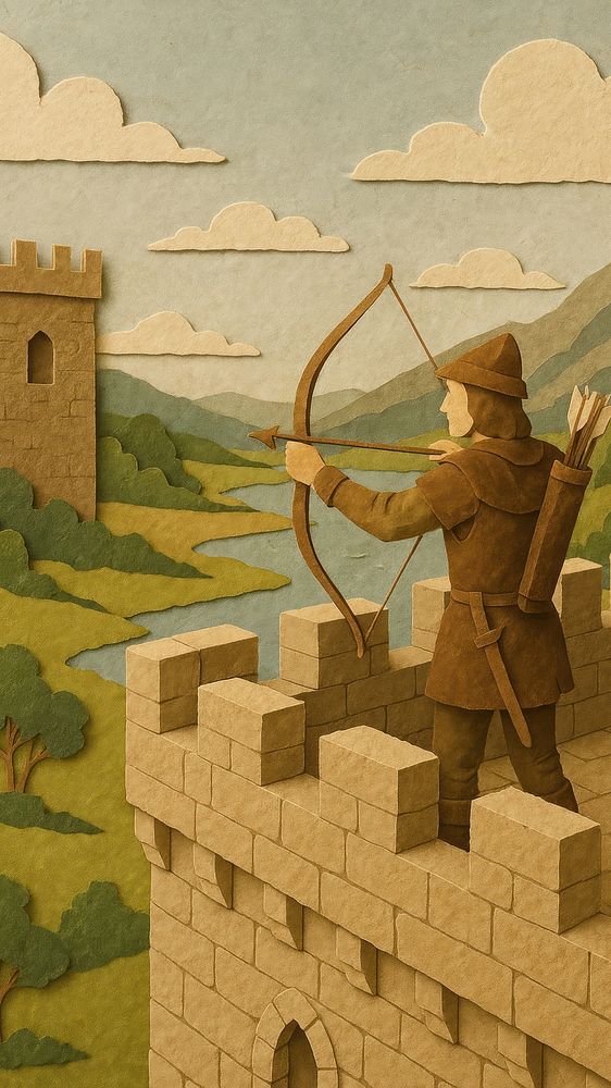 Medieval archer on castle tower | Free Photo Illustration - rawpixel