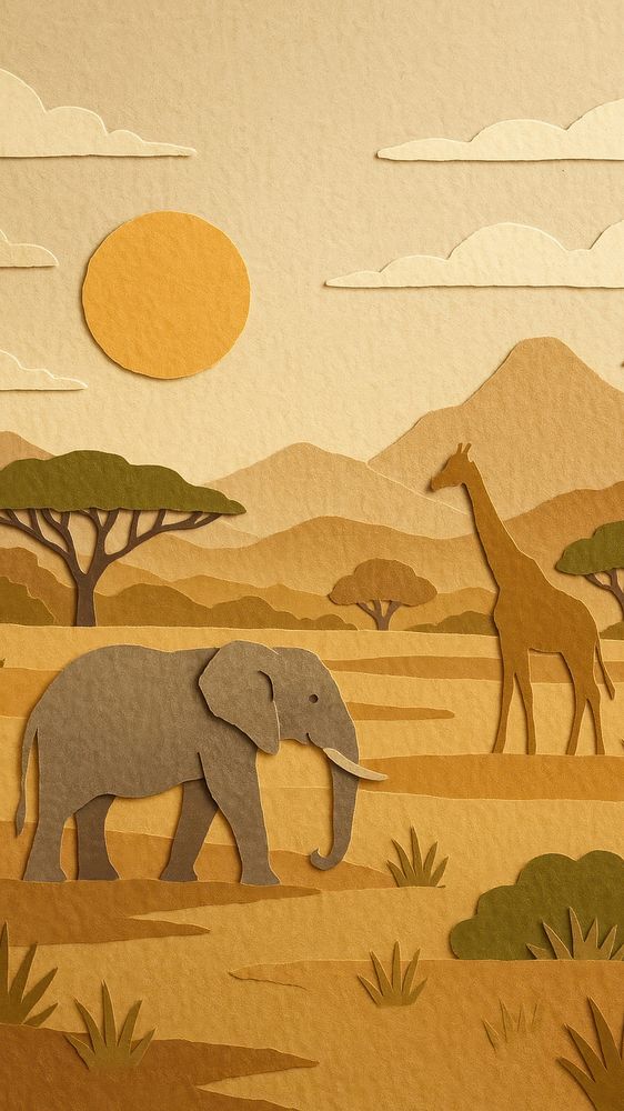 Safari wildlife paper art | Free Photo Illustration - rawpixel