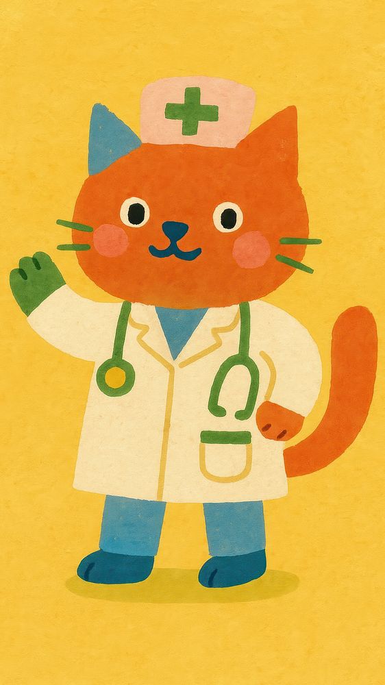 Cute cat doctor illustration | Free Photo Illustration - rawpixel