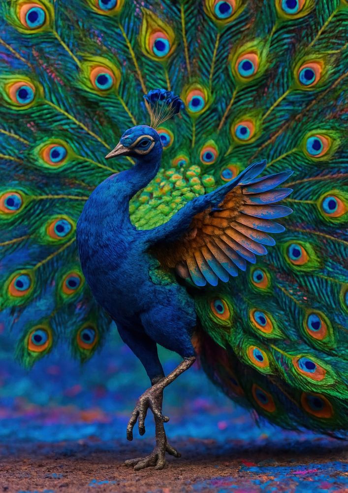 Vibrant peacock displaying elegance | Free Photo - rawpixel