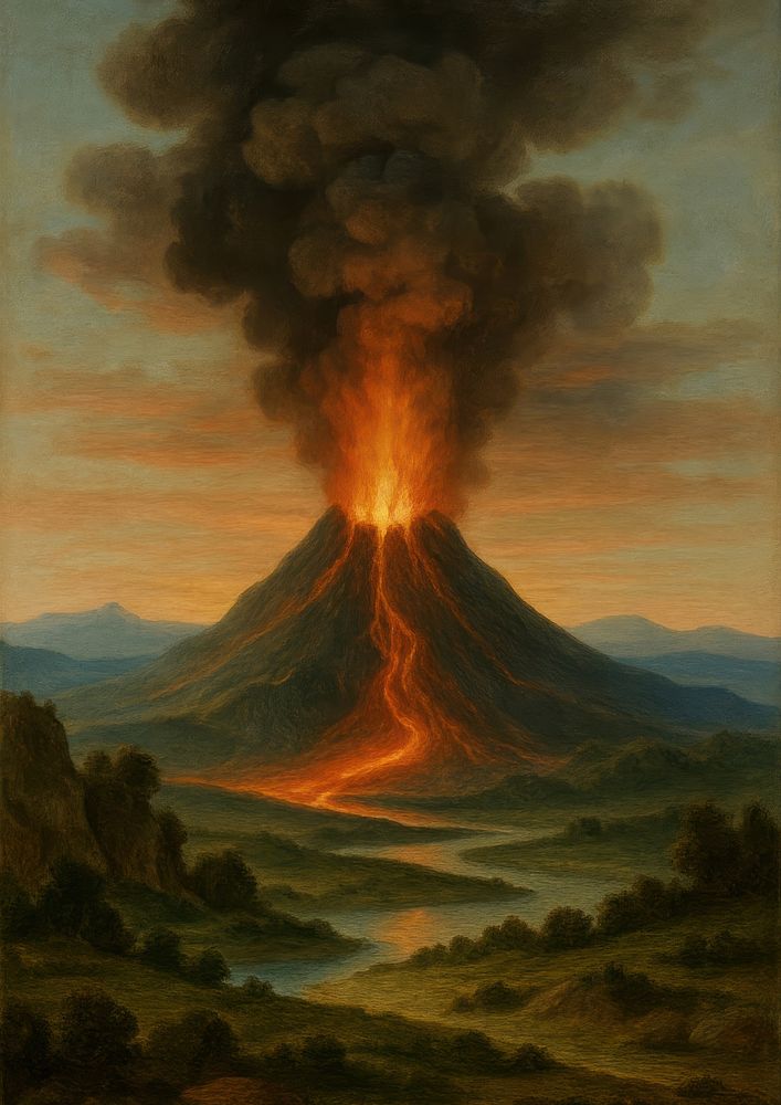 Dramatic volcanic eruption landscape | Free Photo Illustration - rawpixel