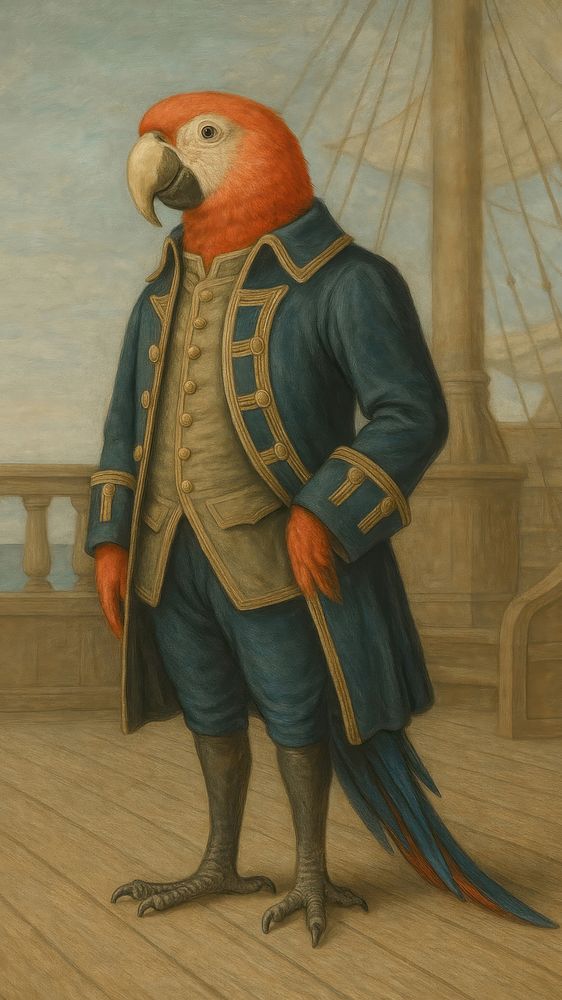 Parrot dressed as naval officer | Free Photo Illustration - rawpixel