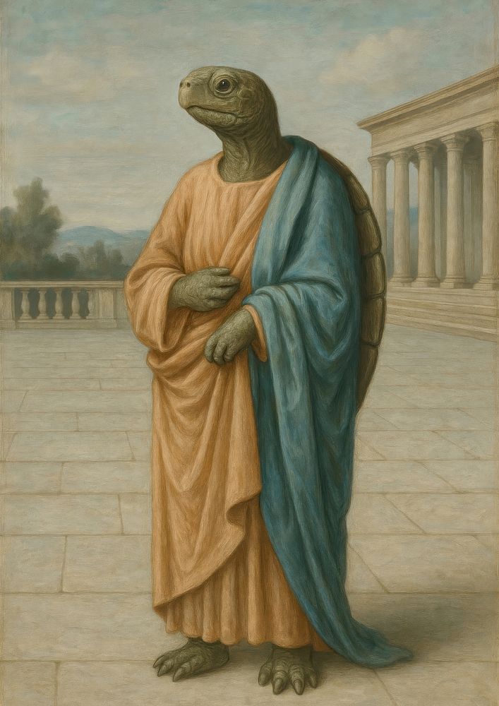 Turtle in ancient philosopher attire | Free Photo Illustration - rawpixel