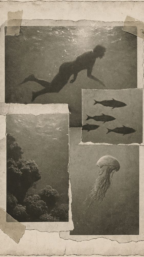 Vintage underwater exploration collage | Free Photo - rawpixel