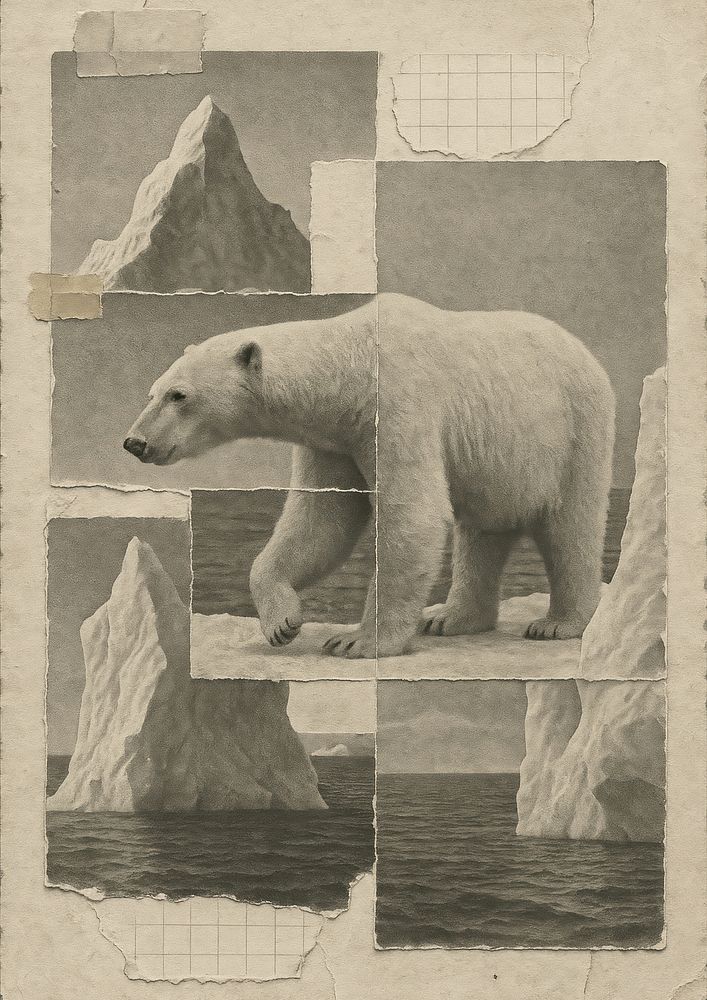 Vintage collage polar bear art | Free Photo - rawpixel