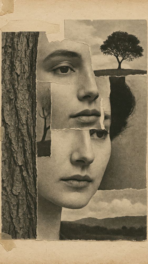 Surreal collage blending nature, portrait | Premium Photo - rawpixel