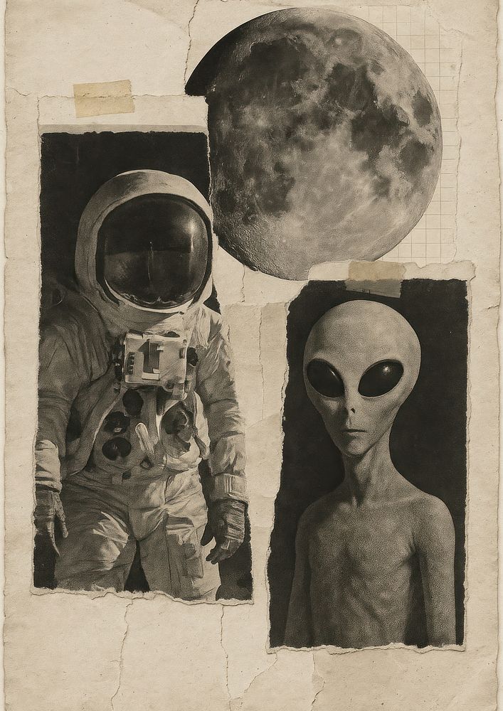 Vintage astronaut alien collage art | Free Photo - rawpixel