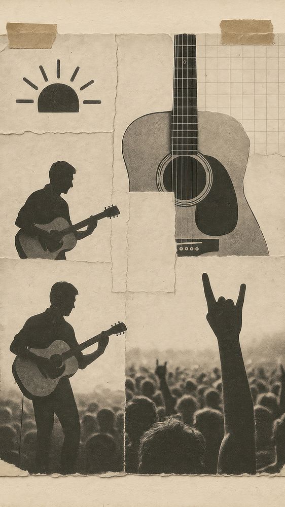 Vintage guitar concert collage art | Free Photo - rawpixel