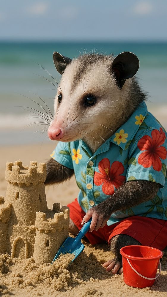 Possum builds sandcastle beach | Free Photo - rawpixel